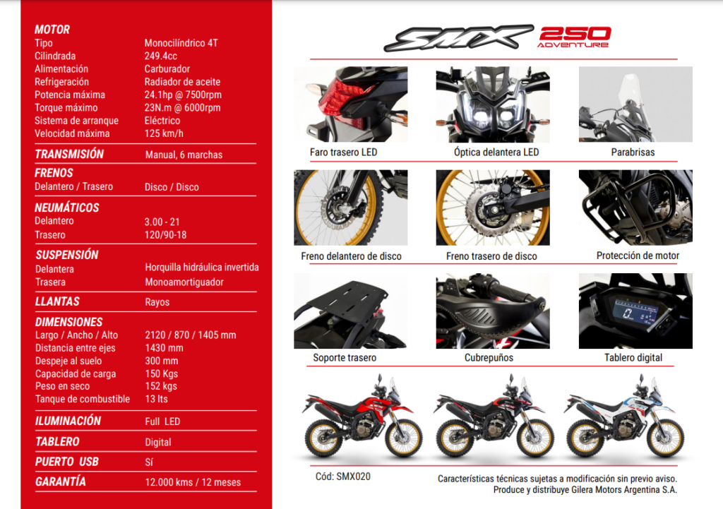 Lanzamiento: la Gilera SMX250 Adventure revoluciona el segmento enduro ...